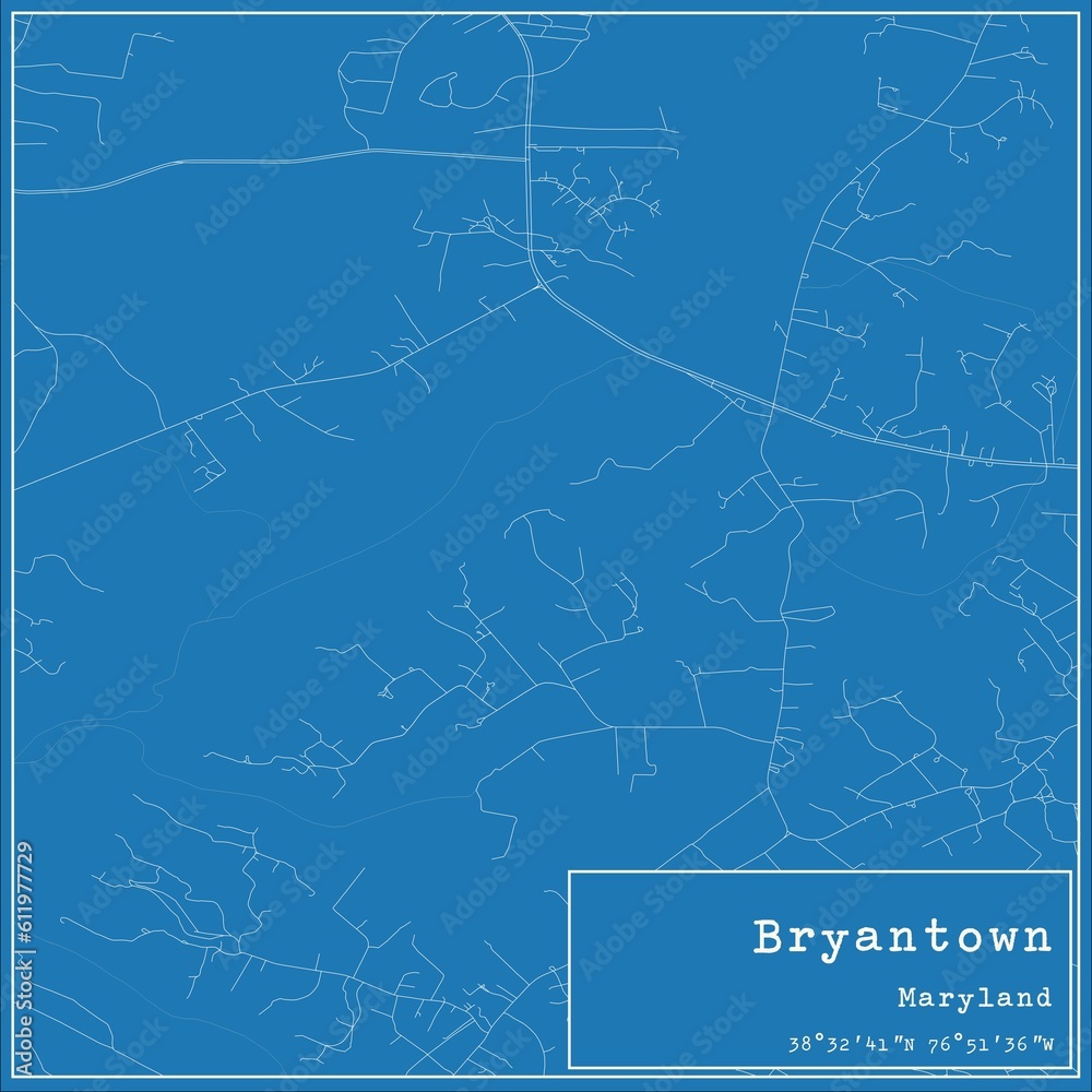 Fototapeta mapa świata dla dzieci Blueprint US city map of Bryantown ...