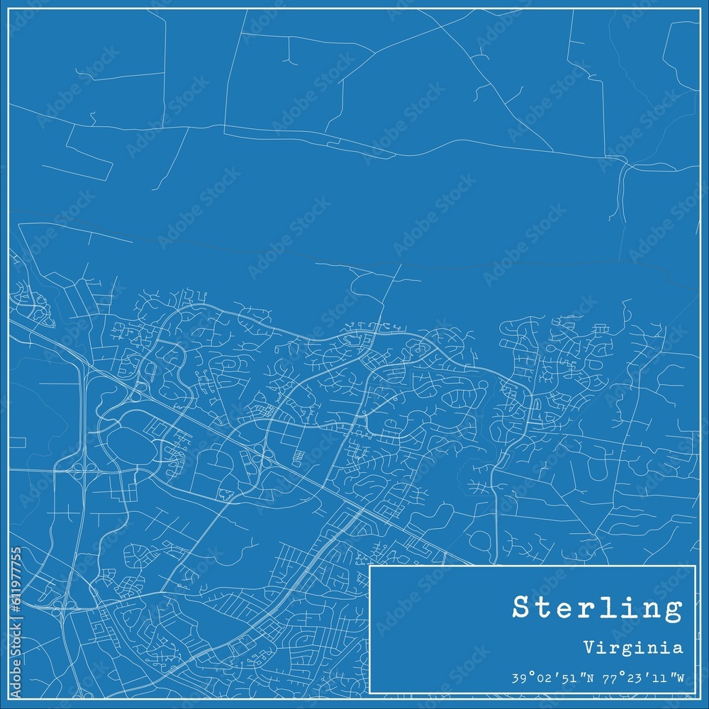 Fototapeta mapa świata dla dzieci Blueprint US city map of Sterling ...