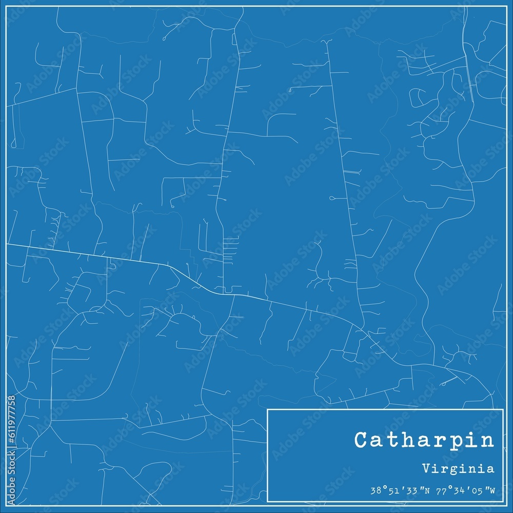 Fototapeta mapa świata dla dzieci Blueprint US city map of Catharpin ...