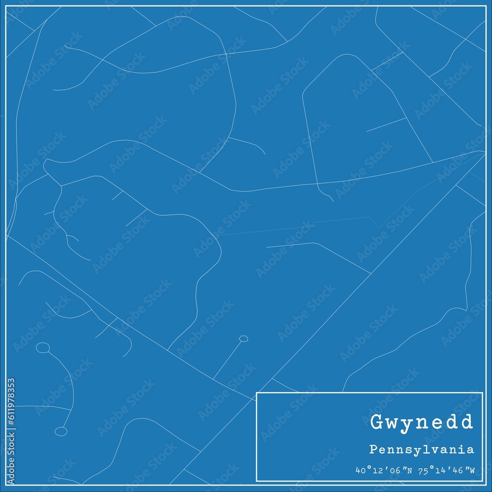 Fototapeta mapa świata dla dzieci Blueprint US city map of Gwynedd ...