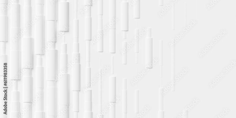 Random scaled array of white polygon geometrical cylinders pattern ...
