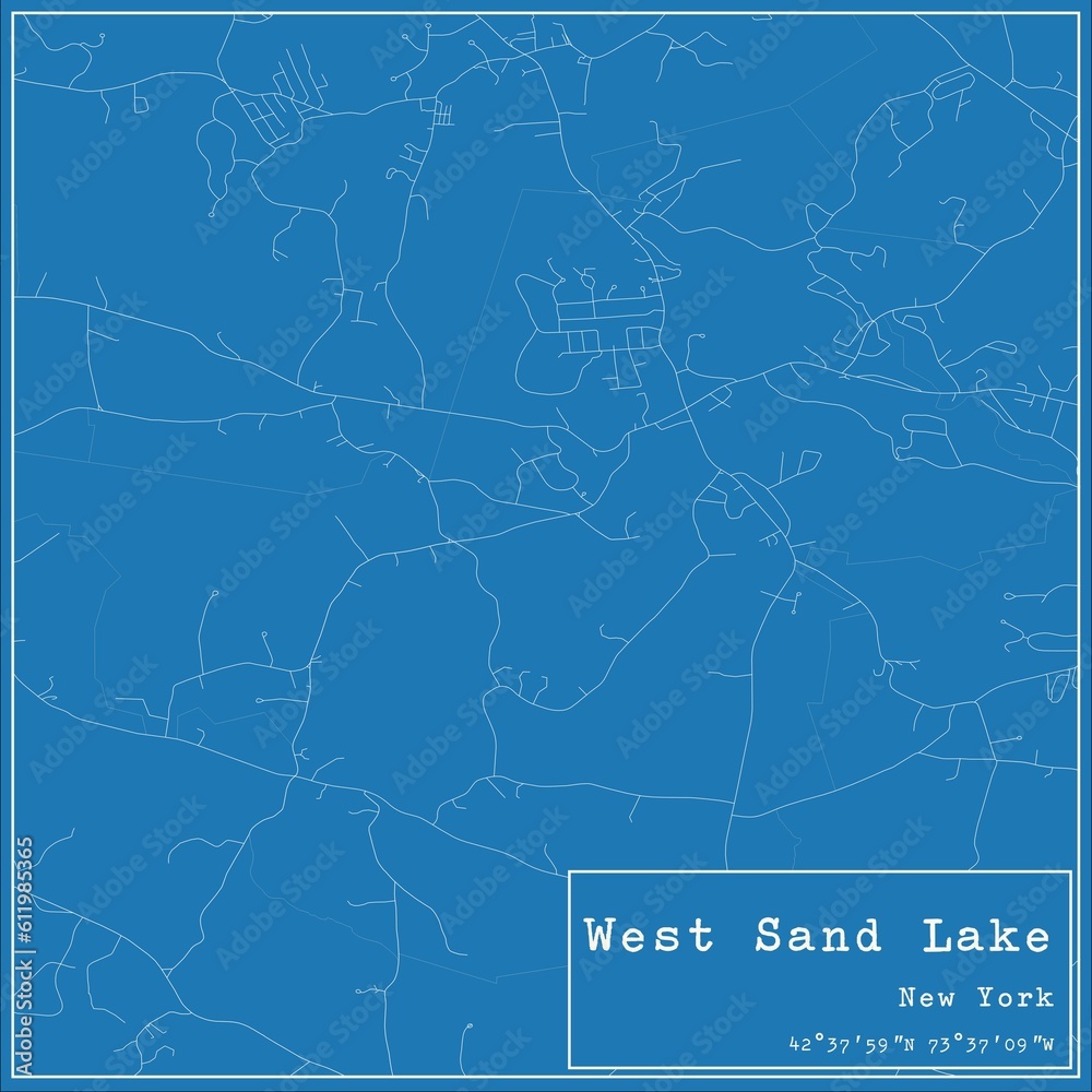 Blueprint US city map of West Sand Lake, New York. Stock Illustration ...