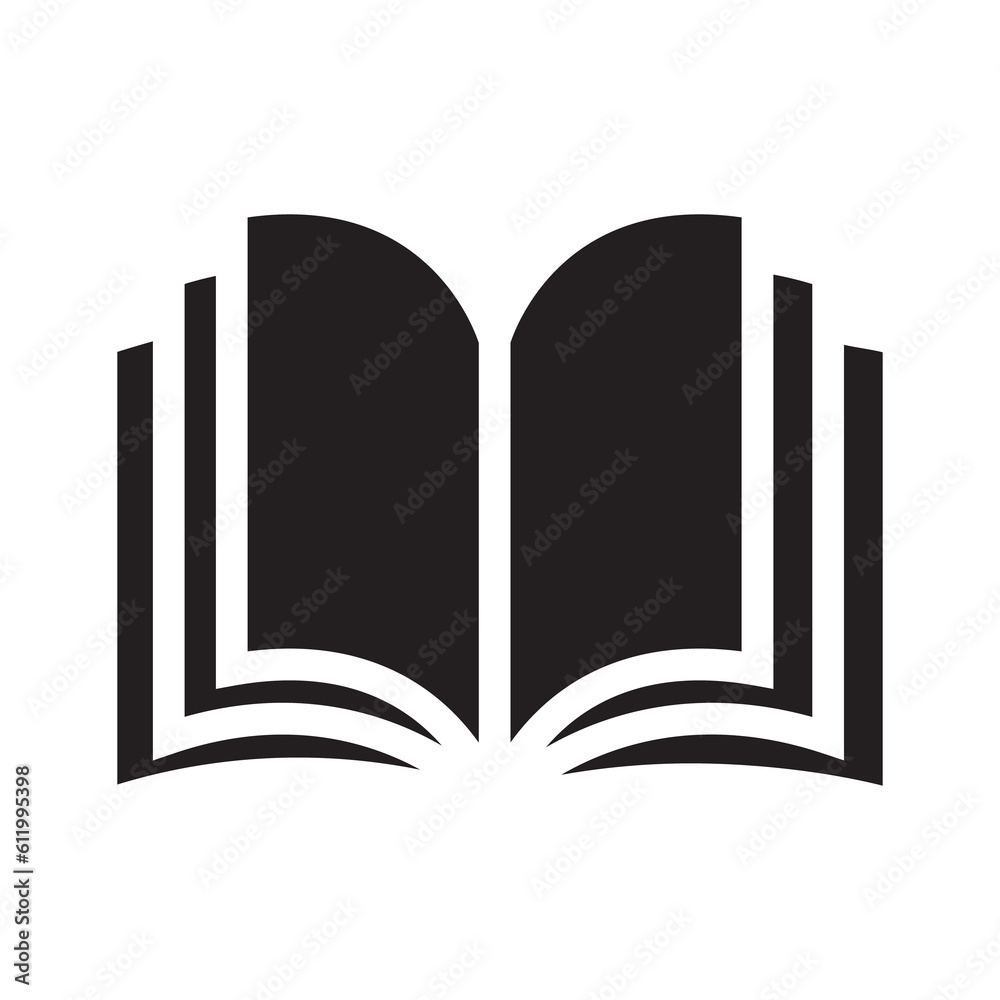 vector open book icon and illustration. reading black icon Stock ...
