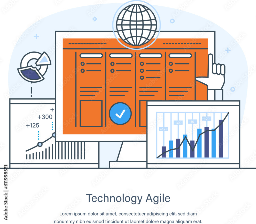Technology agile development methodology and scrum process. Software ...