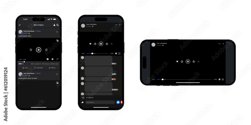 facebook video post mockup social media post template. social network ...