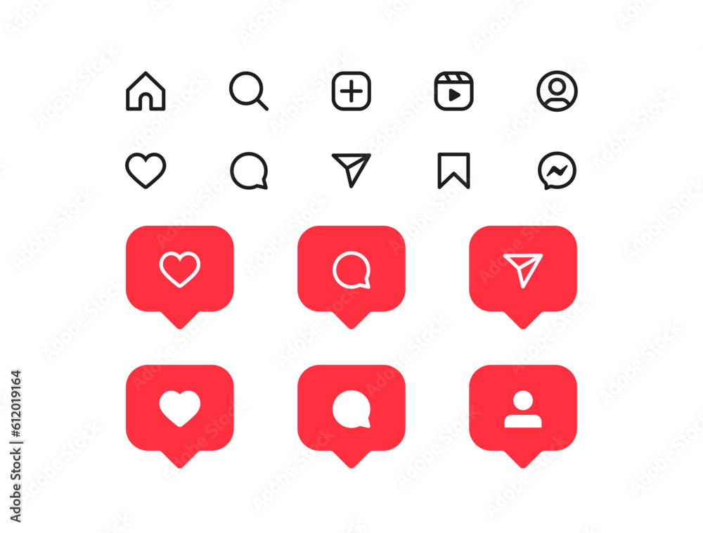 Instagram icons set. home, search, add, reels, profile, icon - Social ...