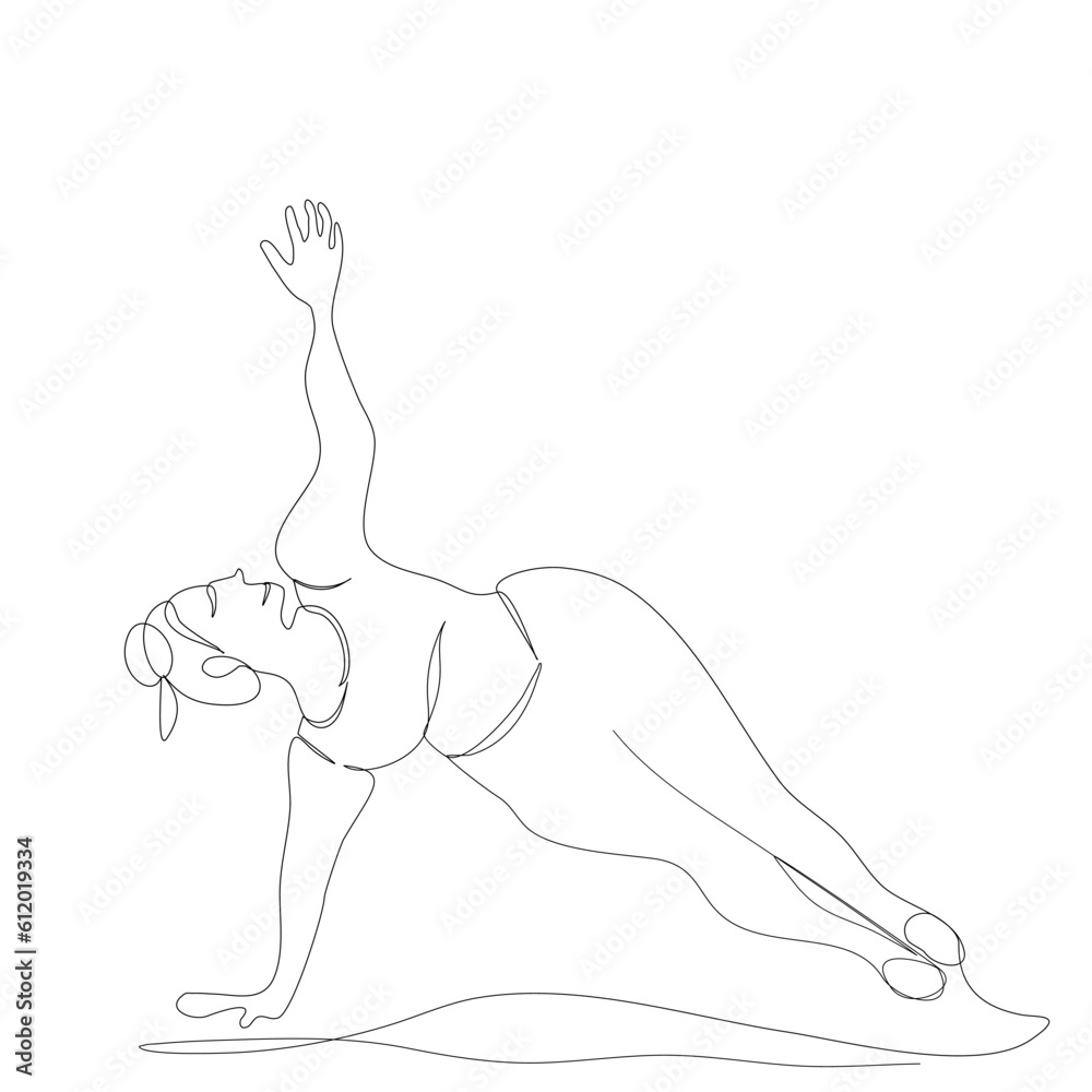Fat Female yoga poses for flexibility one continue line art drawing for ...
