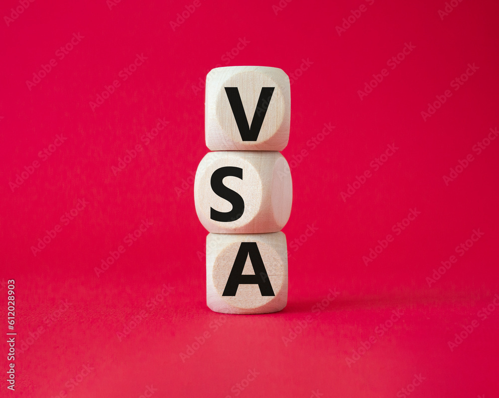 VSA - Volume Spread Analysis symbol. Wooden cubes with word VSA ...
