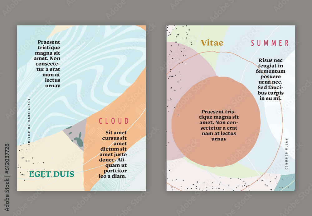 US Letter Flyer Overlapping Blobs Textured With Spots And Lines Stock ...