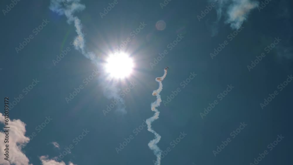 Private plane crash. A small plane during an aerobatic simulation ...