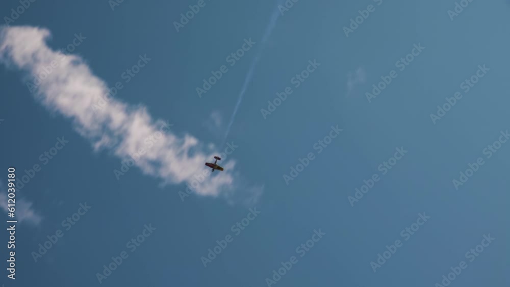 Private plane crash. A small plane during an aerobatic simulation ...