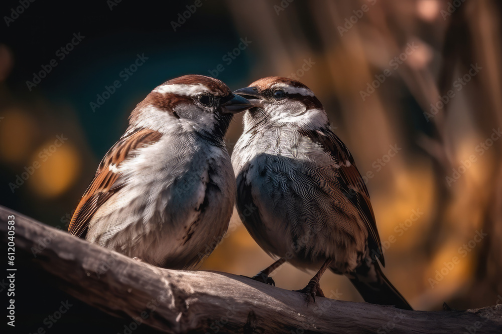Beautiful couple of house sparrows (Passer domesticus) with vibrant ...