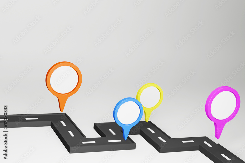 Locator mark on map and location pin or GPS navigation icon sign. 3D ...