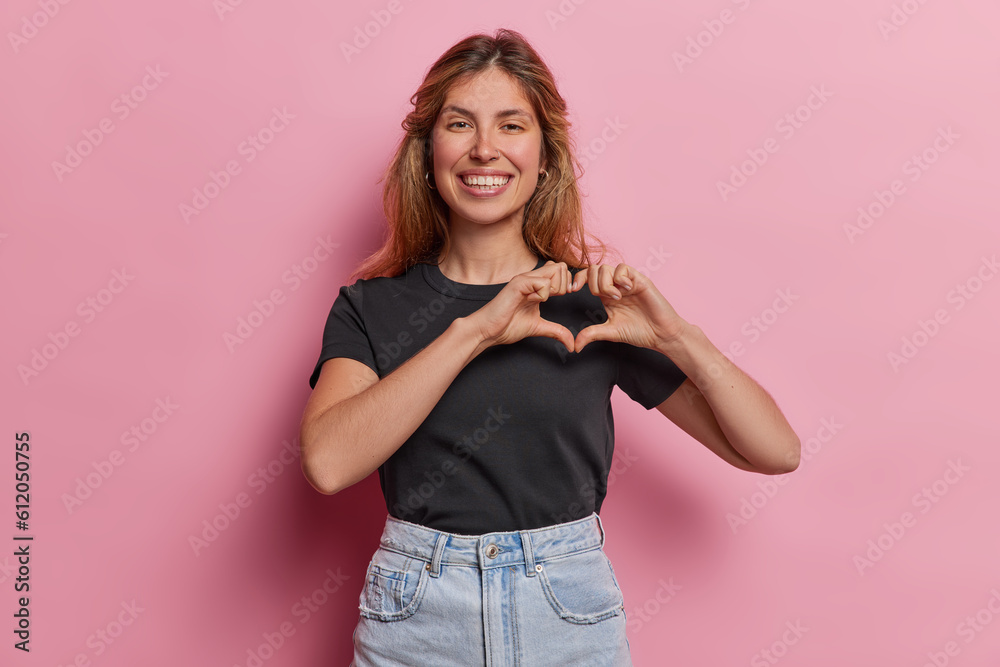 Attractive lovely young European woman with nose piercing captures ...