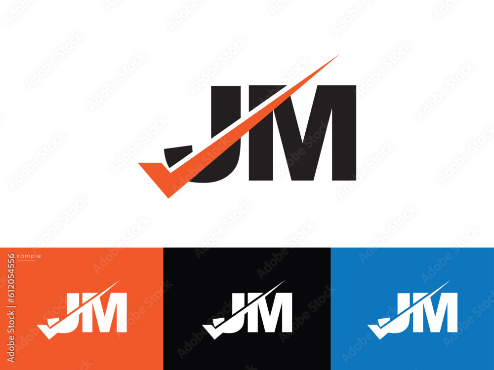 Abstract jm Checkmark Logo, Minimalist jm Logo Letter Design Stock ...