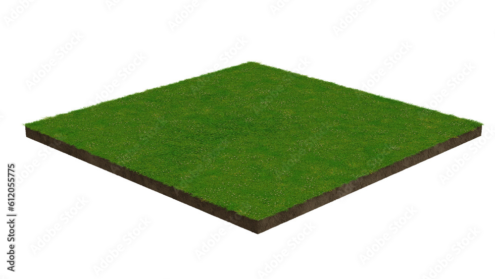 Square lawn 8x8 meter with soil underneath Stock Illustration | Adobe Stock