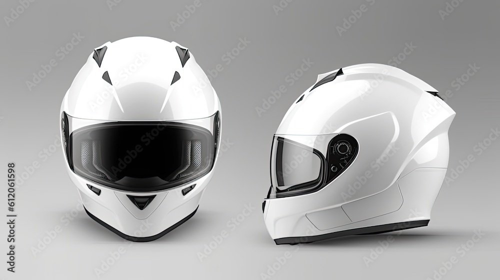 Blank White Moto Helmet Mockup for Headgear Armoring and Protection ...