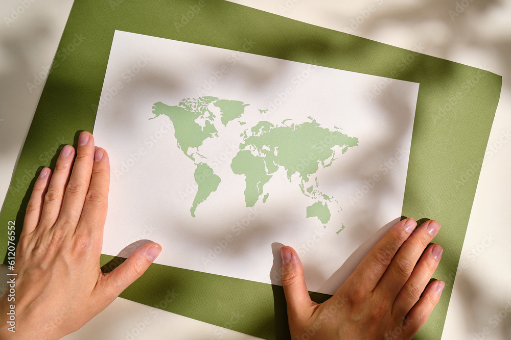 Earth is isolated on a white background. World map Green planet Earth ...