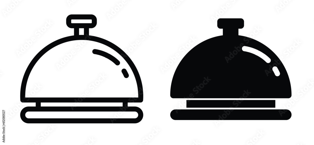 Hotel reception desk bell icon. Service table ring pictogram. Stock ...