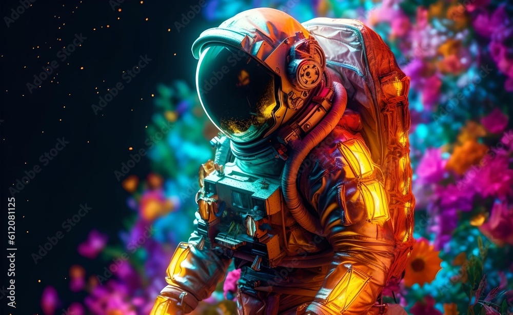 Astronaut on colorfull bright surface with space background. Astronaut ...