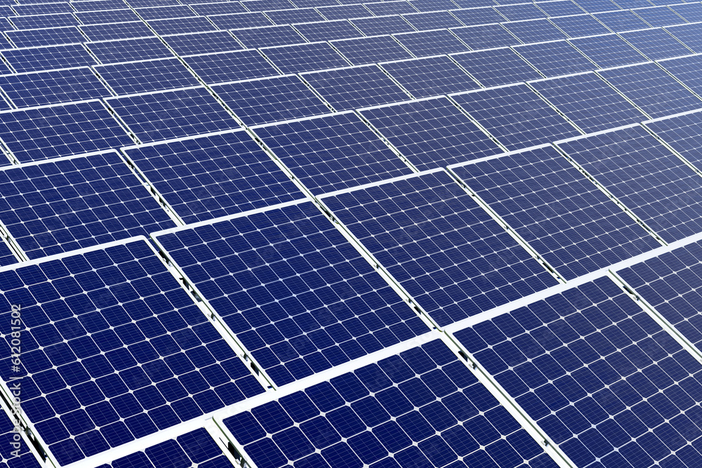 Solar panels. Photoelectric generators. Power station. Background with ...