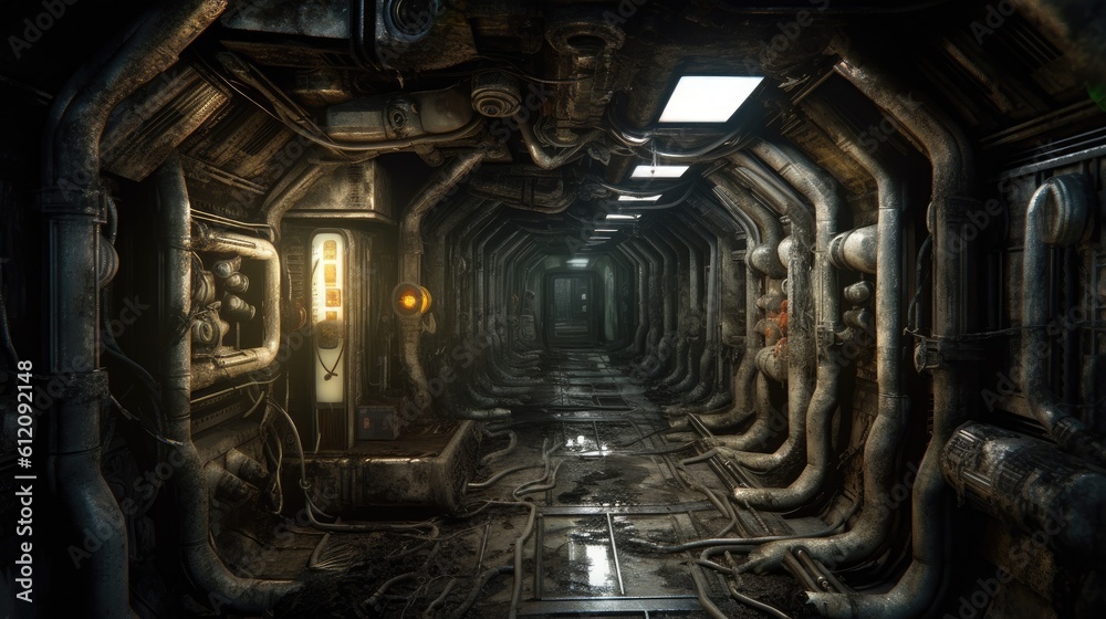 Inside an very old and lost Spaceship Stock Illustration | Adobe Stock