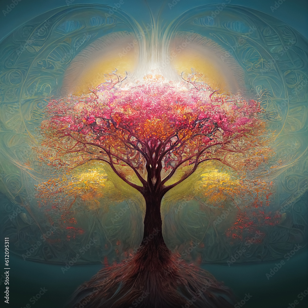 Beautiful tree of life, mythological sacred tree, spiritual healing ...