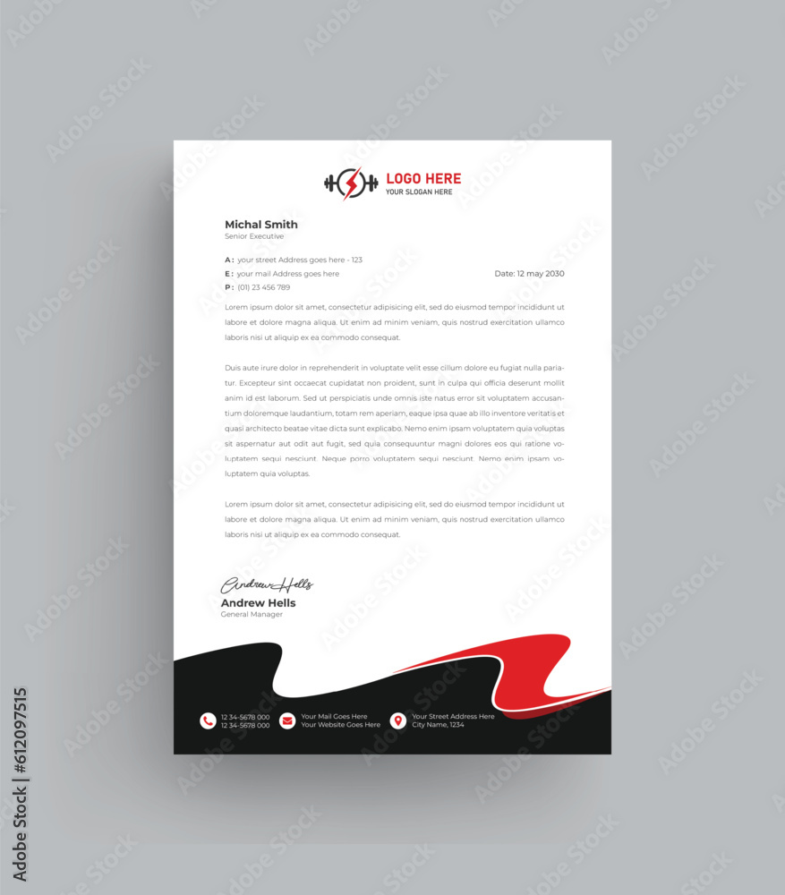 Abstract Fitness gym Business Style Letterhead Design Vector Template ...
