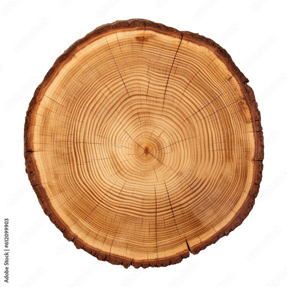Tree stump slice isolated on transparent or white background, png Stock ...