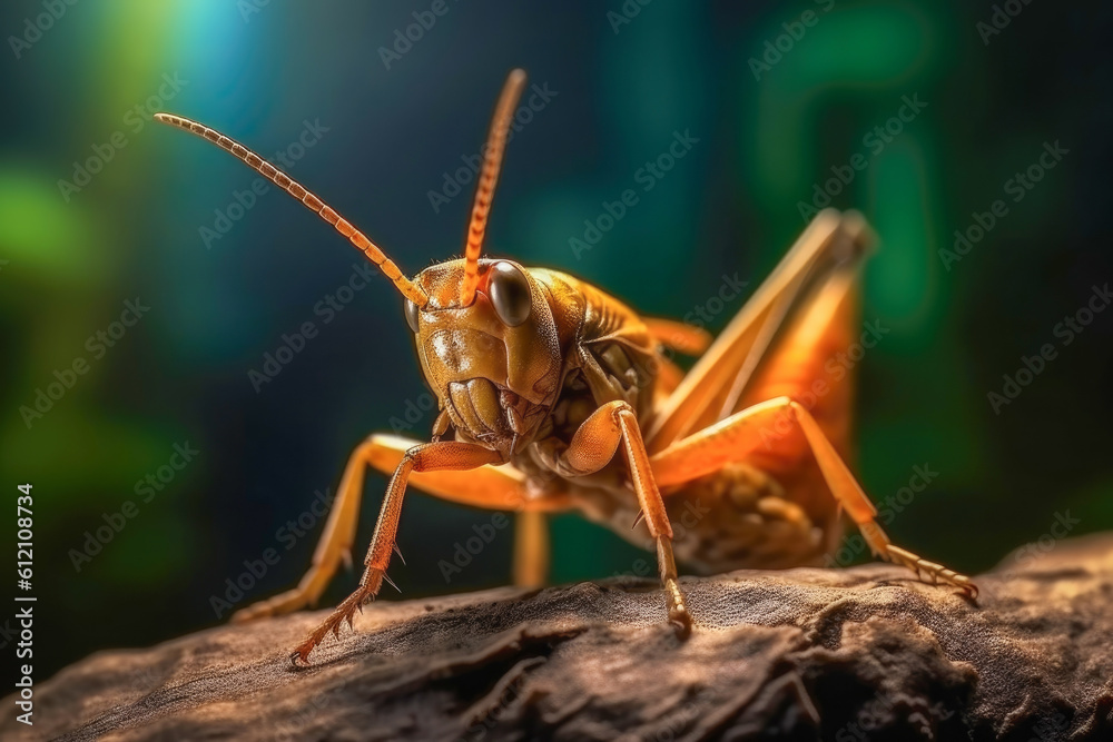 Crickets close-up, showcasing their unique anatomy, vibrant colors, and ...