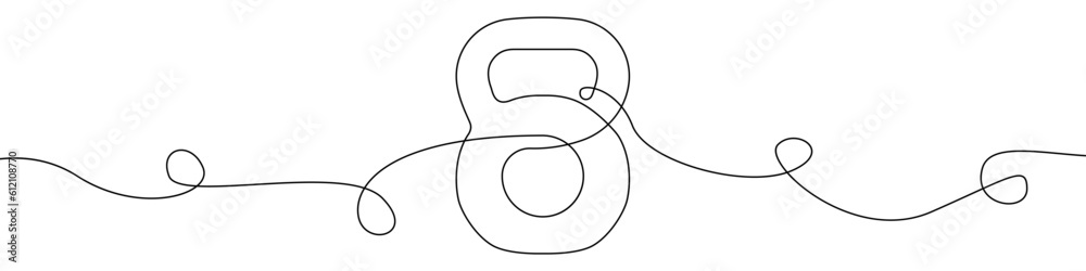 Sports kettlebell icon line continuous drawing vector. One line Sports ...