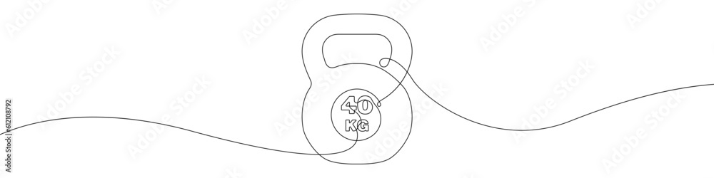 Sports kettlebell icon line continuous drawing vector. One line Sports ...
