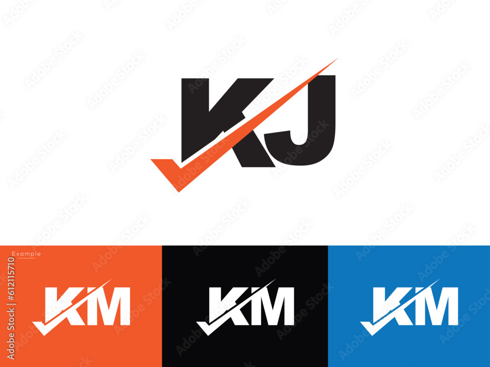 Silhouette Kj k&j kj Letter Logo Image Design Stock Vector | Adobe Stock