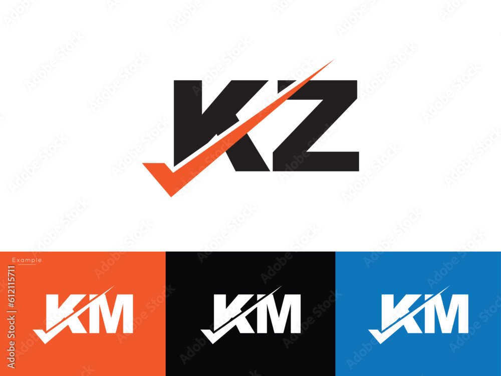 Silhouette Kz k&z k z Letter Logo Image Design Stock Vector | Adobe Stock