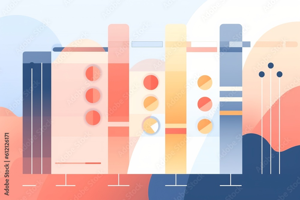 Flat illustration of a Gantt chart marking stages and deadlines of a ...
