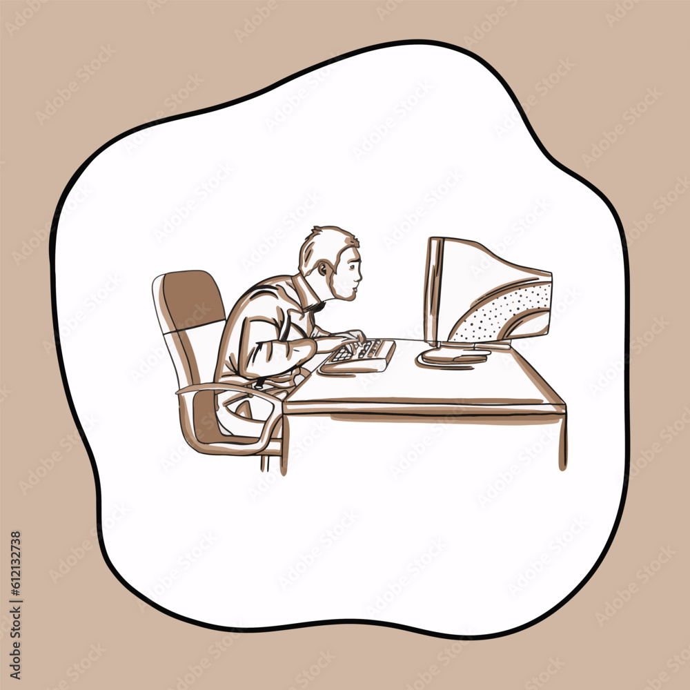 Set of flat vector illustrations for modern workspace. Working office ...