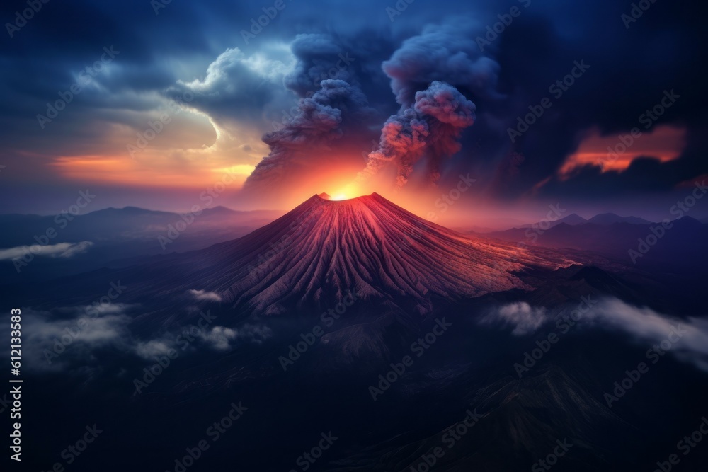 Volcanic eruption. Climate change concept. AI generated, human enhanced ...
