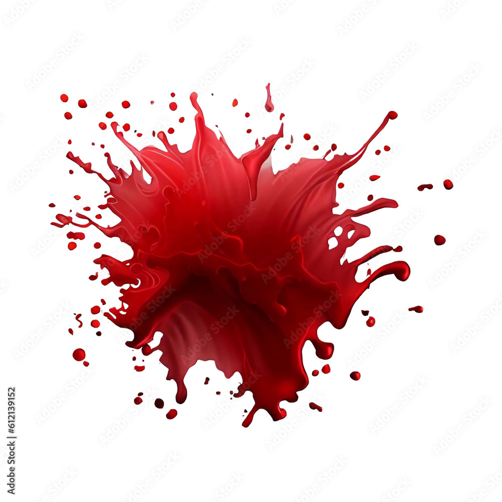 Red Color paint splash. Isolated design element on the transparent ...