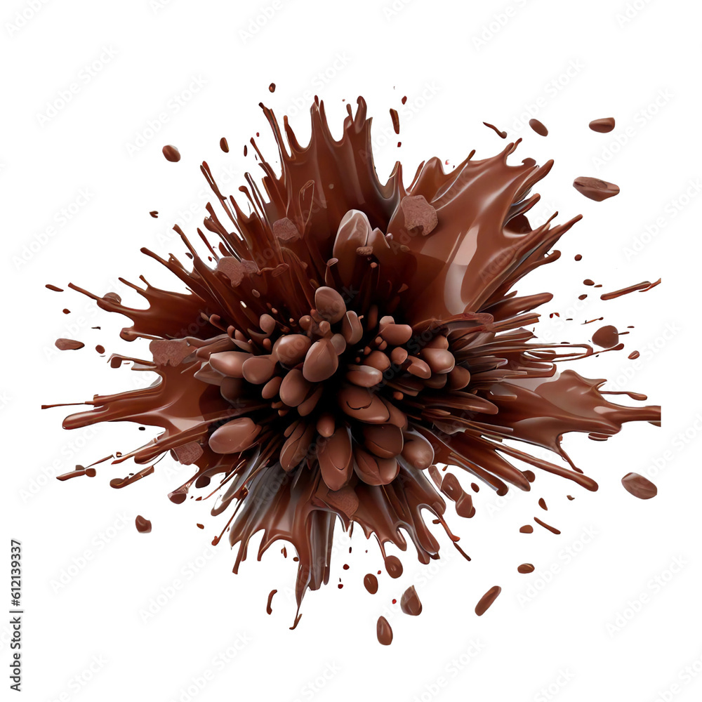 Chocolate blast or splash isolated on white transparent background ...