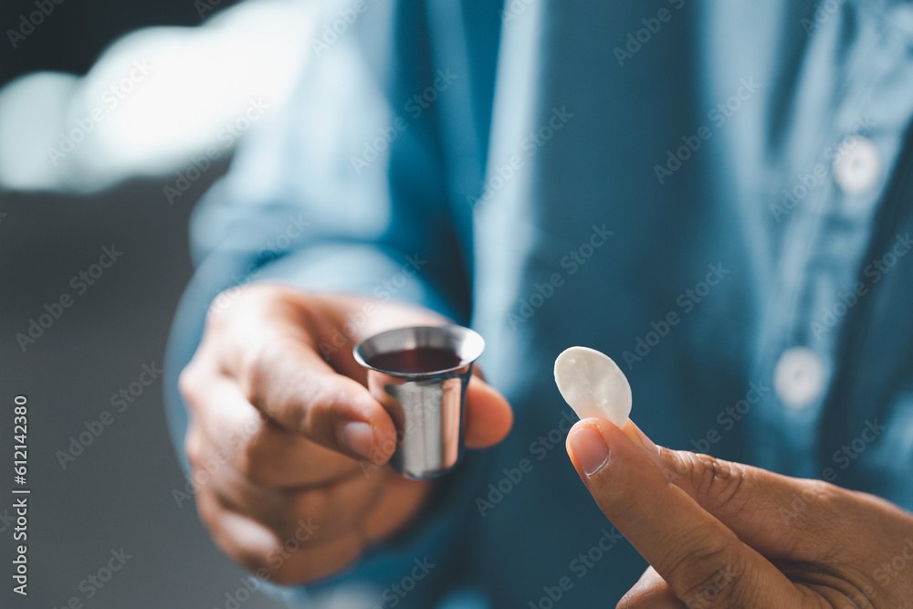 Concept of Eucharist or holy communion of Christianity. Eucharist is ...