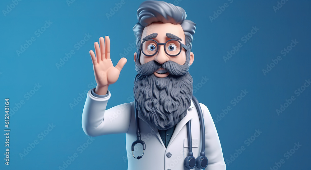 3d rendering, cartoon character smart trustworthy doctor with ...