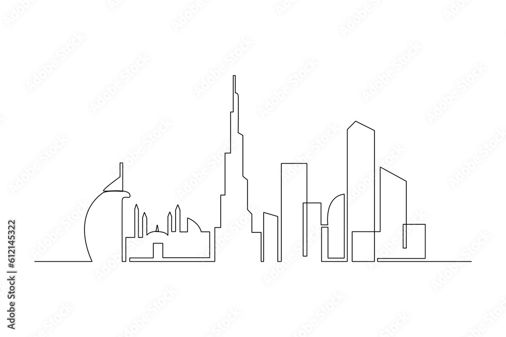 Continuous one line drawing modern building displays for living room ...