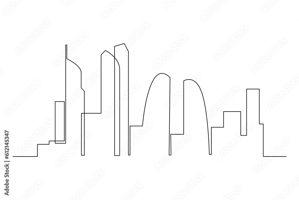 Continuous one line drawing modern building displays for living room ...