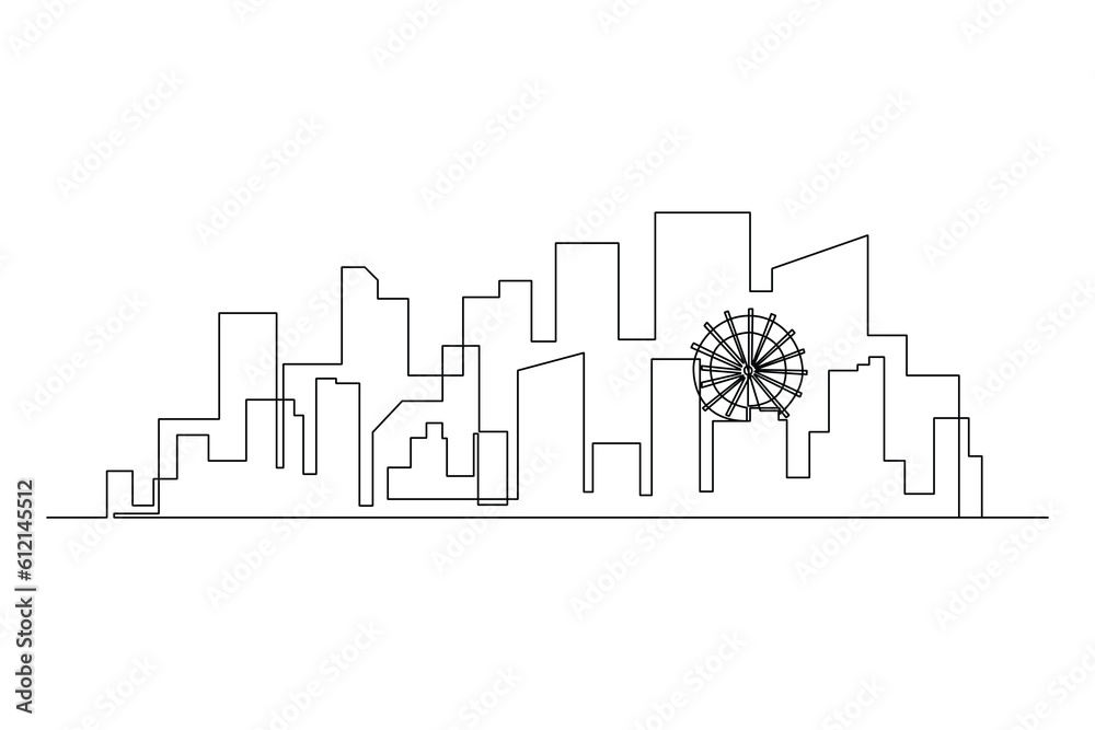 Continuous one line drawing modern building displays for living room ...