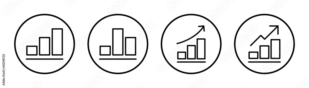 Growing graph Icon set illustration. Chart sign and symbol. diagram ...