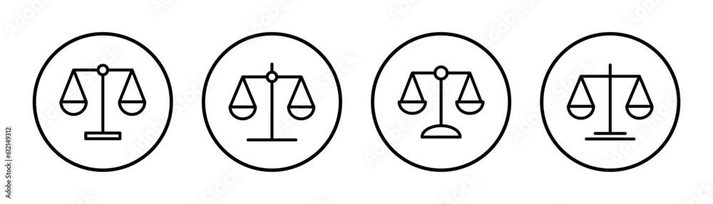 Scales icon set illustration. Law scale icon. Justice sign and symbol ...