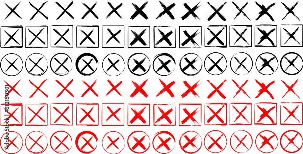 X close delete cross icon red mark symbol isolated, wrong deny vote ...