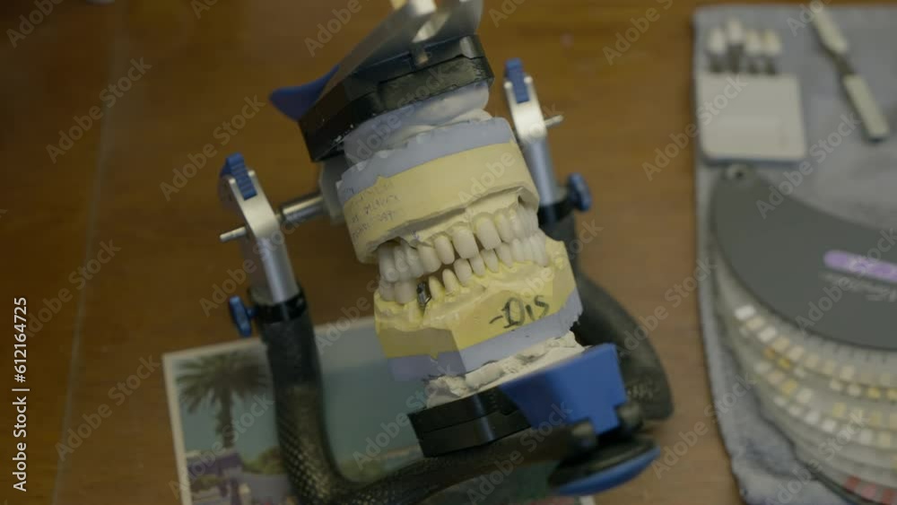 Dentistry prosthetic teeth model assembled at the stomatology ...
