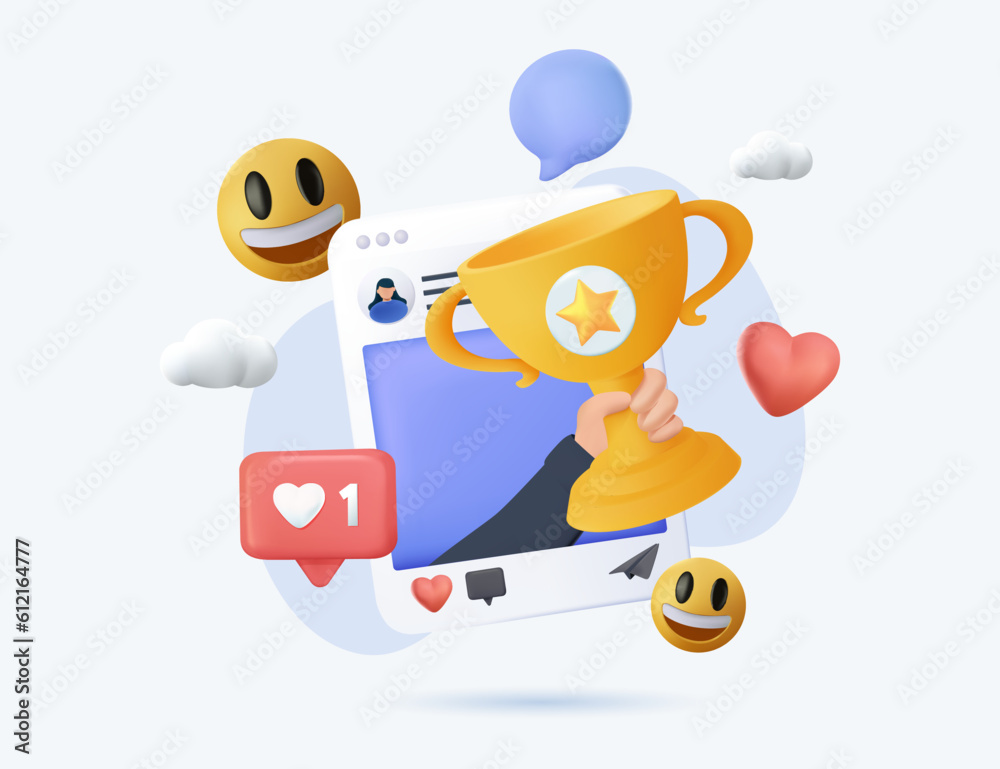 3d icon winning golden trophy. competition award winner business ...