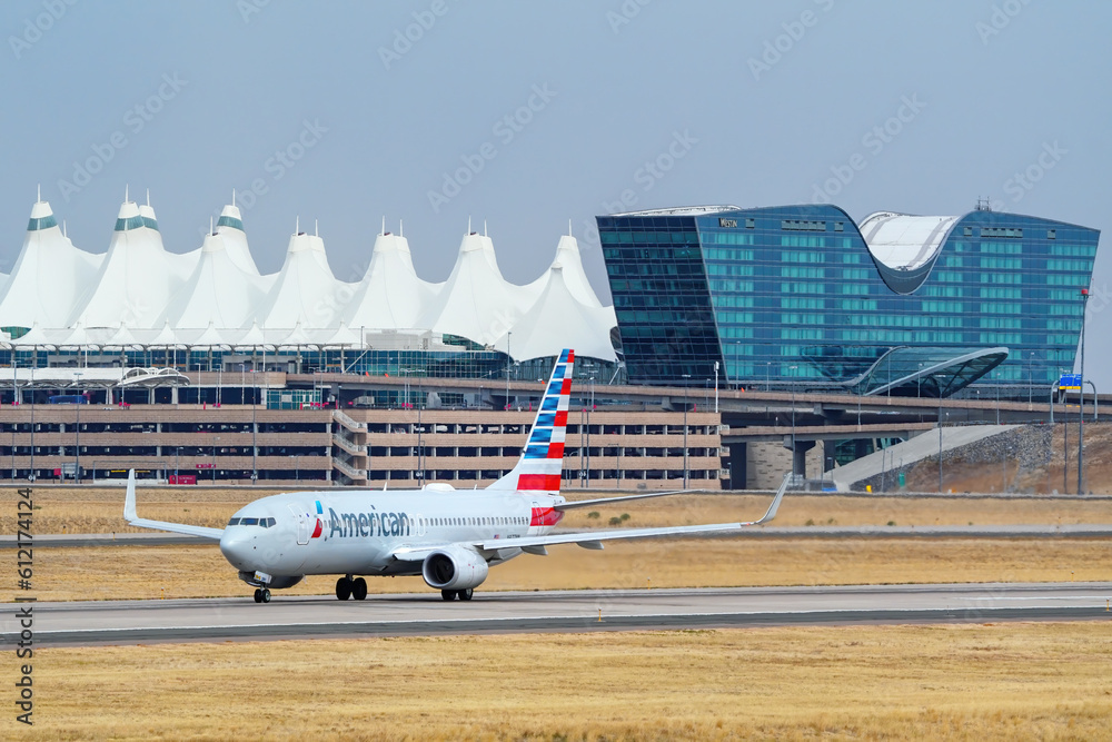 DENVER, USA-OCTOBER 17: Boeing 737 operated by American taxis on ...